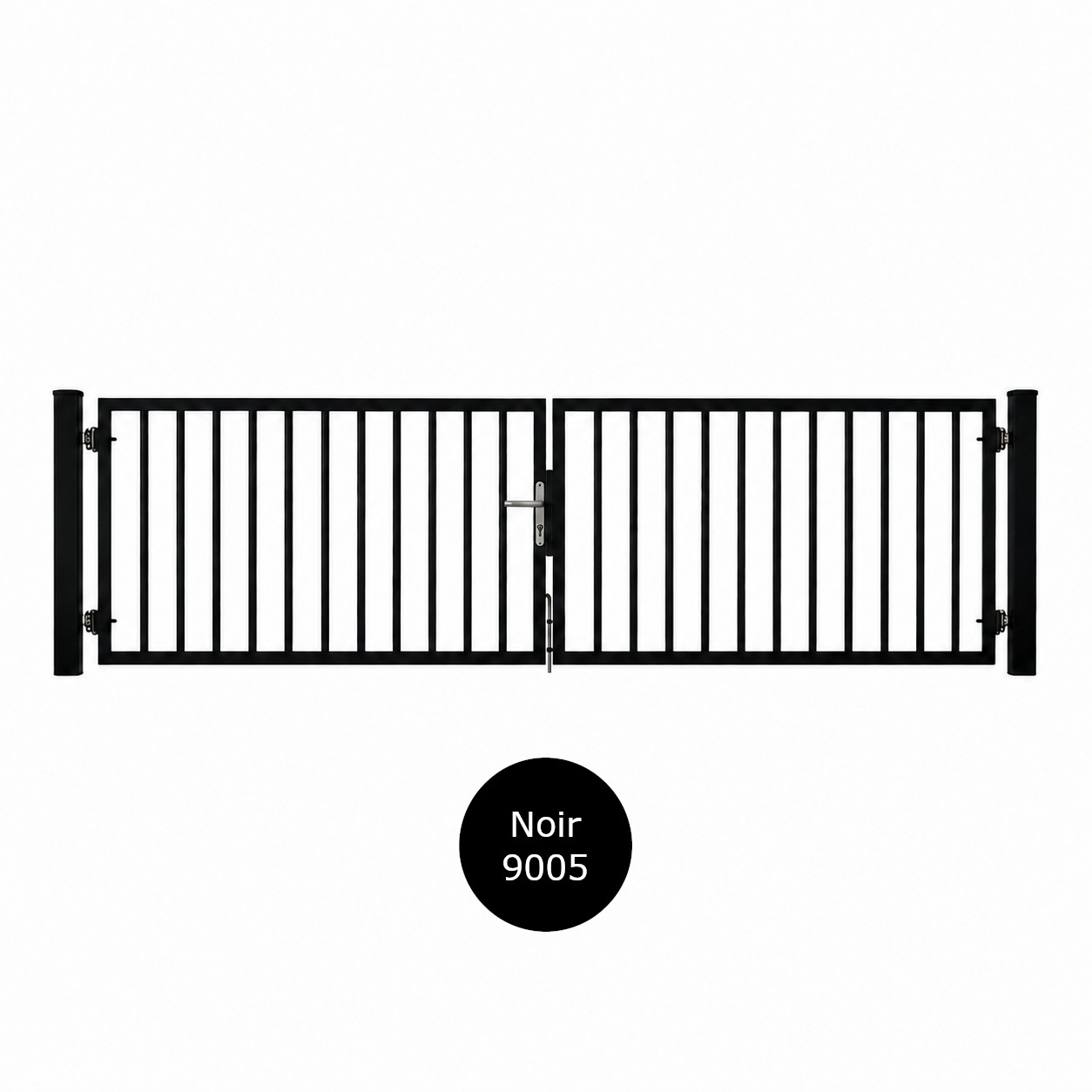 Portail barreaudé acier galvanisé 2 vantaux hauteur 100 cm - noir